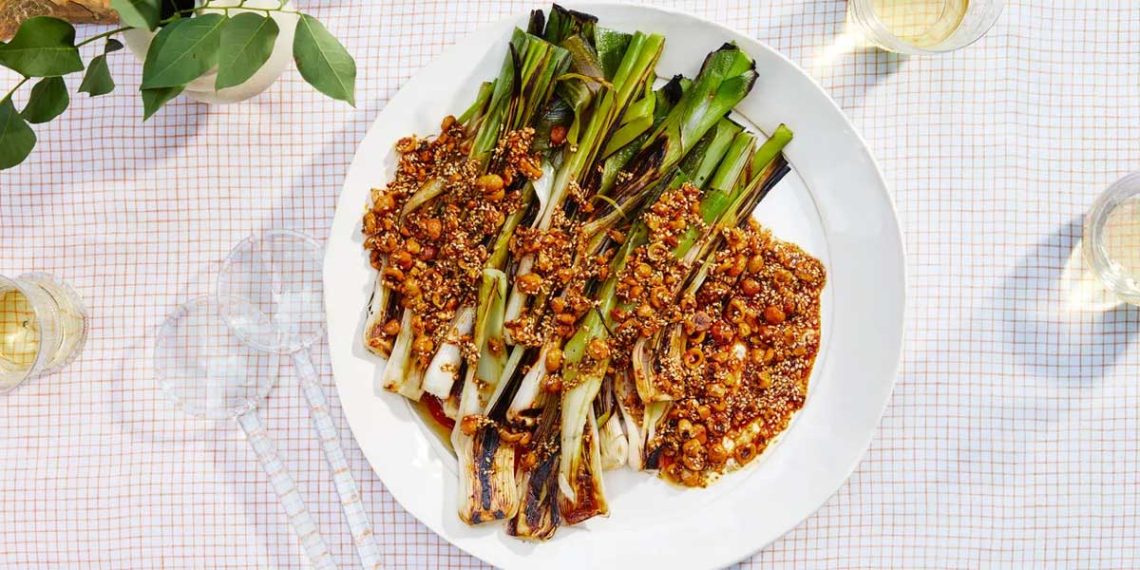 Pan-Seared Leeks with Red Pepper Recipe | Culinariefy | Asian
