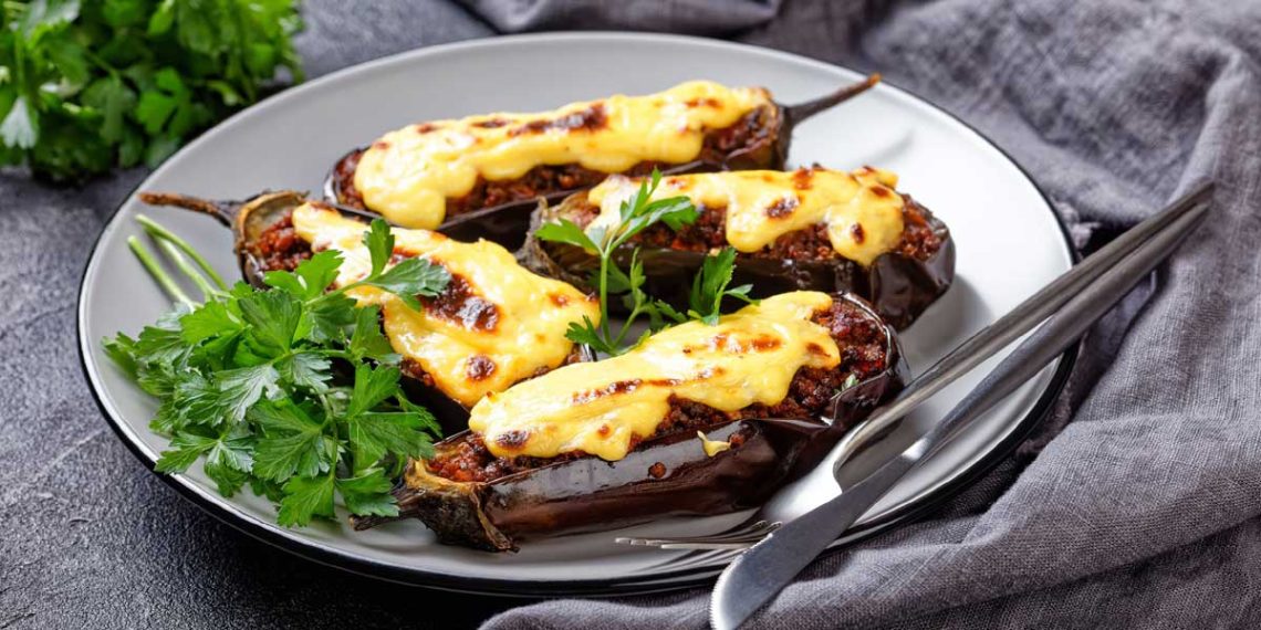 Papoutsakia – Greek Stuffed Eggplants with Béchamel